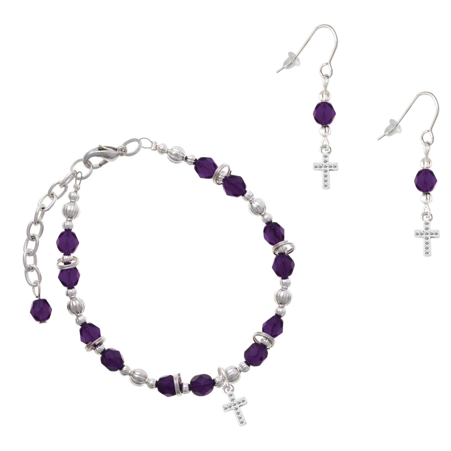 Delight Jewelry Purple Beaded Bracelet and Earring Set, featuring ...