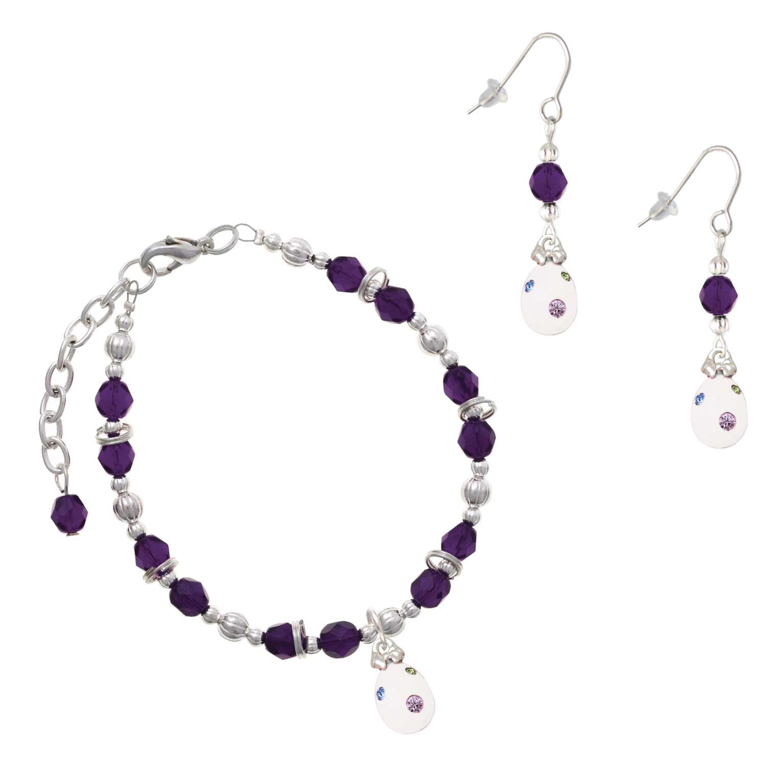 Delight Jewelry Purple Beaded Bracelet and Earring Set, featuring ...
