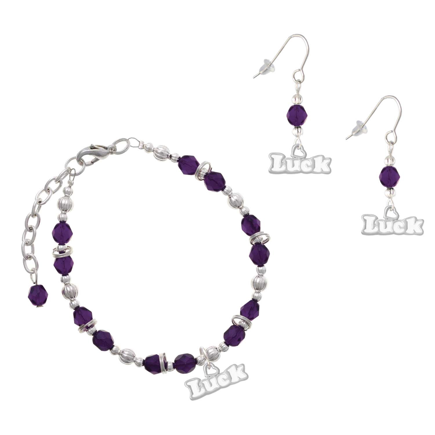 Delight Jewelry Purple Beaded Bracelet and Earring Set, featuring ...