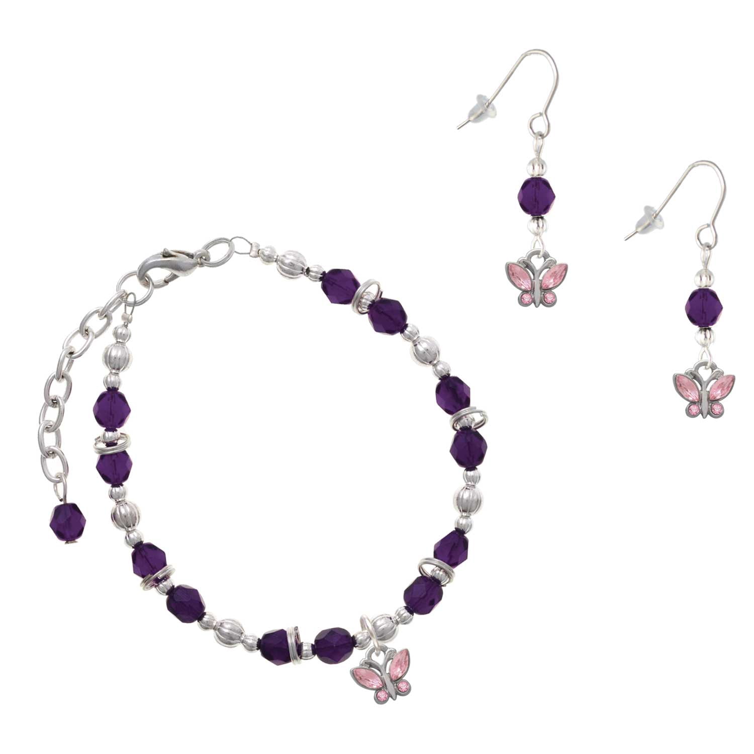 Delight Jewelry Purple Beaded Bracelet and Earring Set, featuring ...