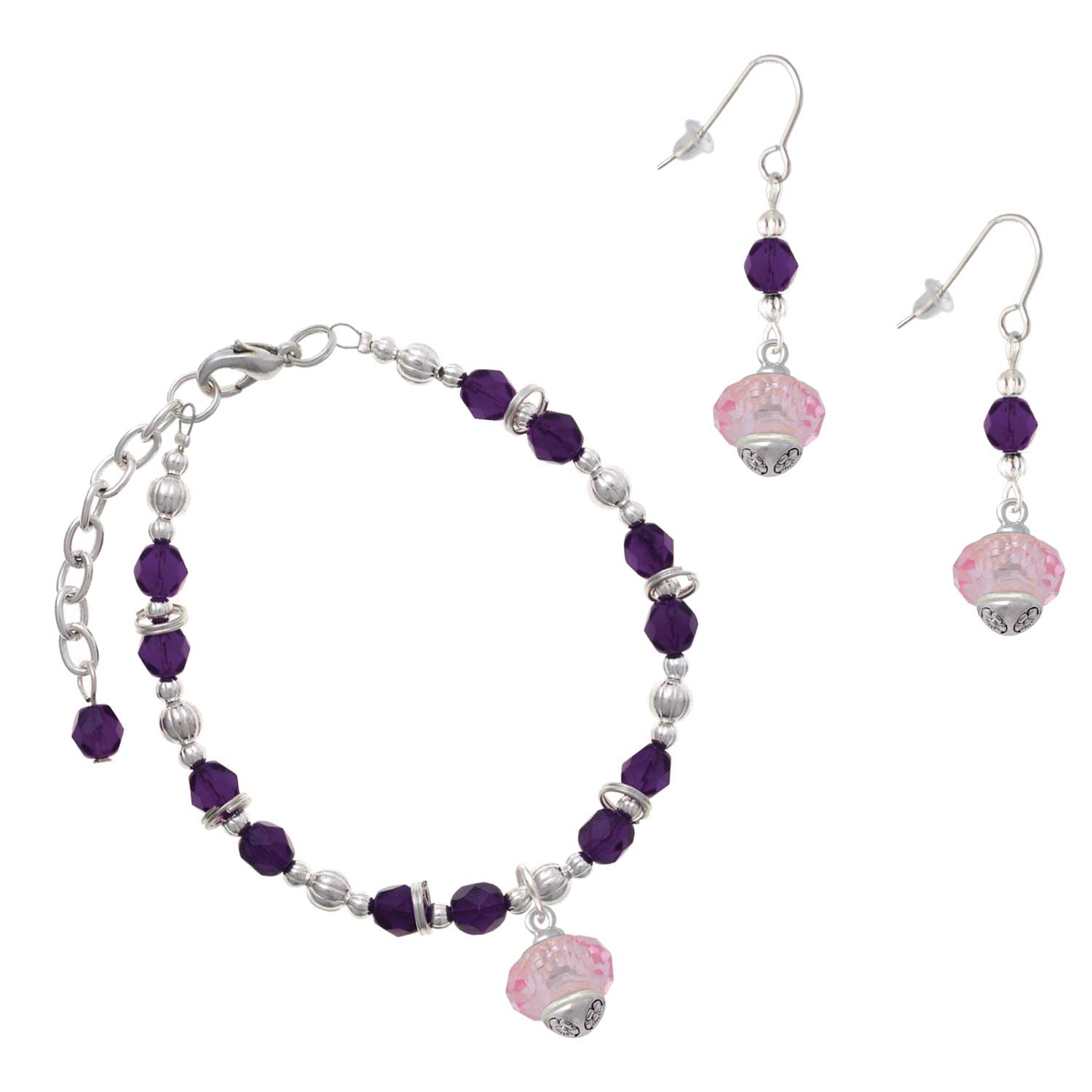 Delight Jewelry Purple Beaded Bracelet and Earring Set, featuring ...