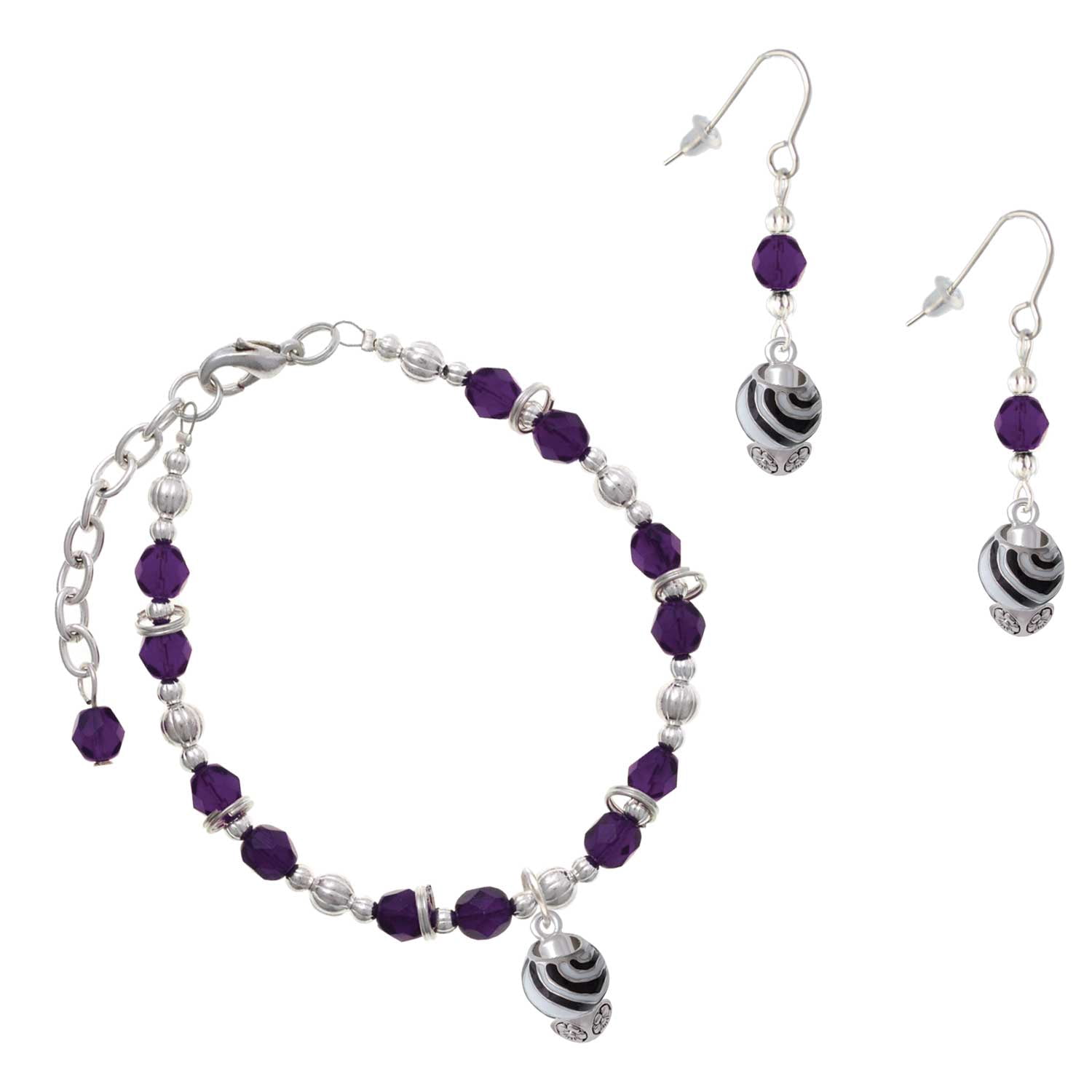 Delight Jewelry Purple Beaded Bracelet and Earring Set, featuring ...