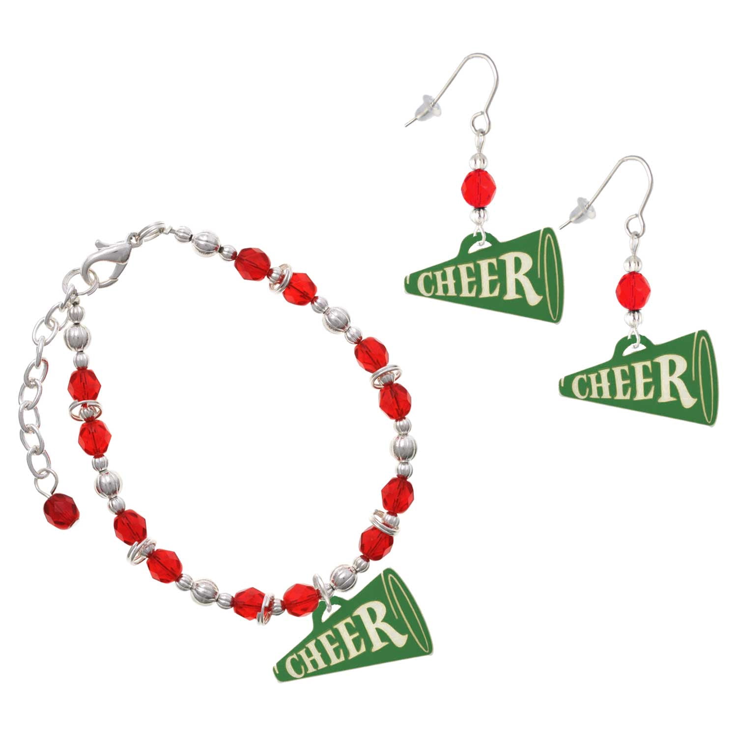Delight Jewelry Red Beaded Bracelet and Earring Set, featuring Acrylic ...