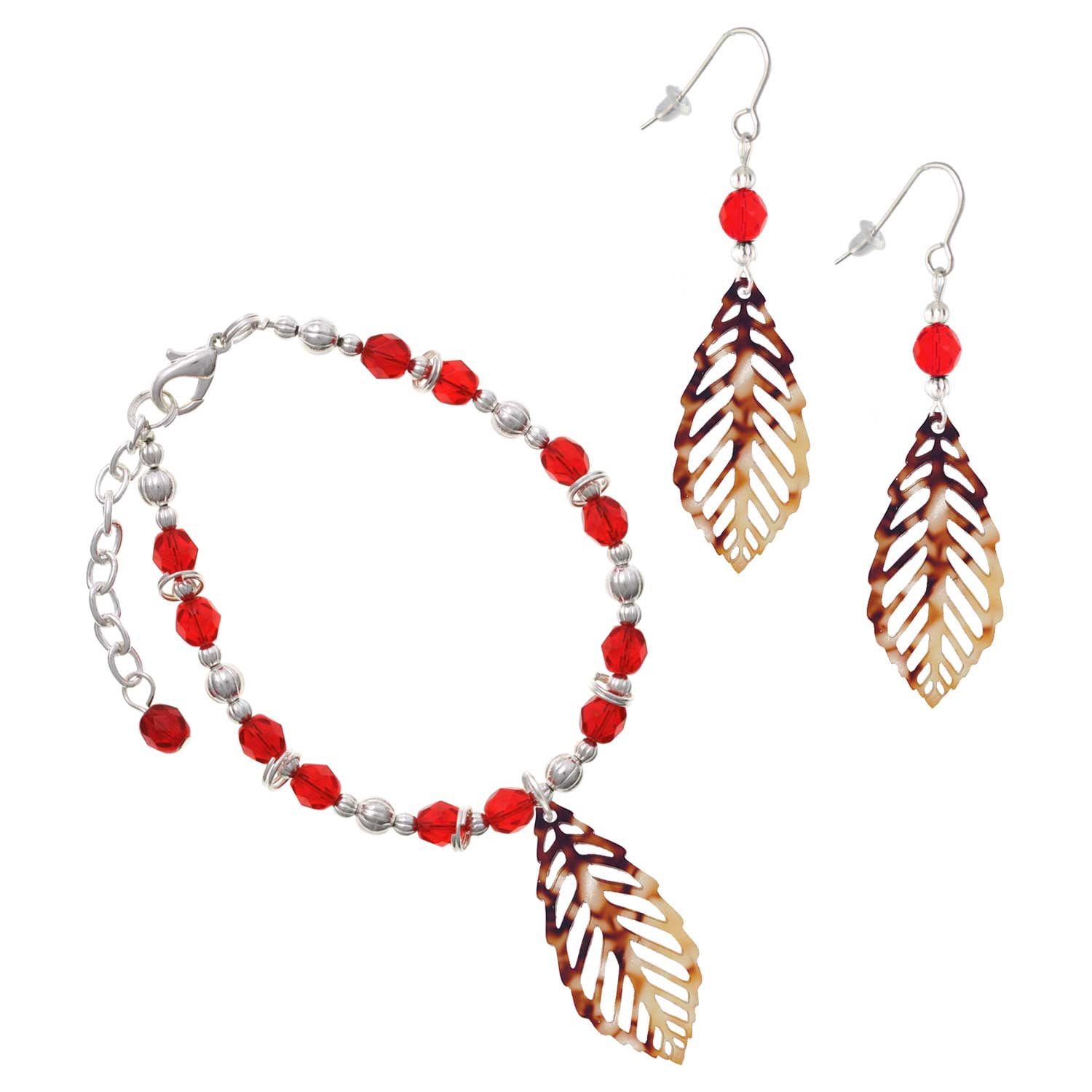 Delight Jewelry Red Beaded Bracelet and Earring Set, featuring Acrylic ...