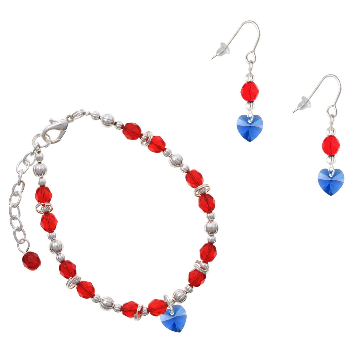 Delight Jewelry Red Beaded Bracelet and Earring Set, featuring Crystal ...