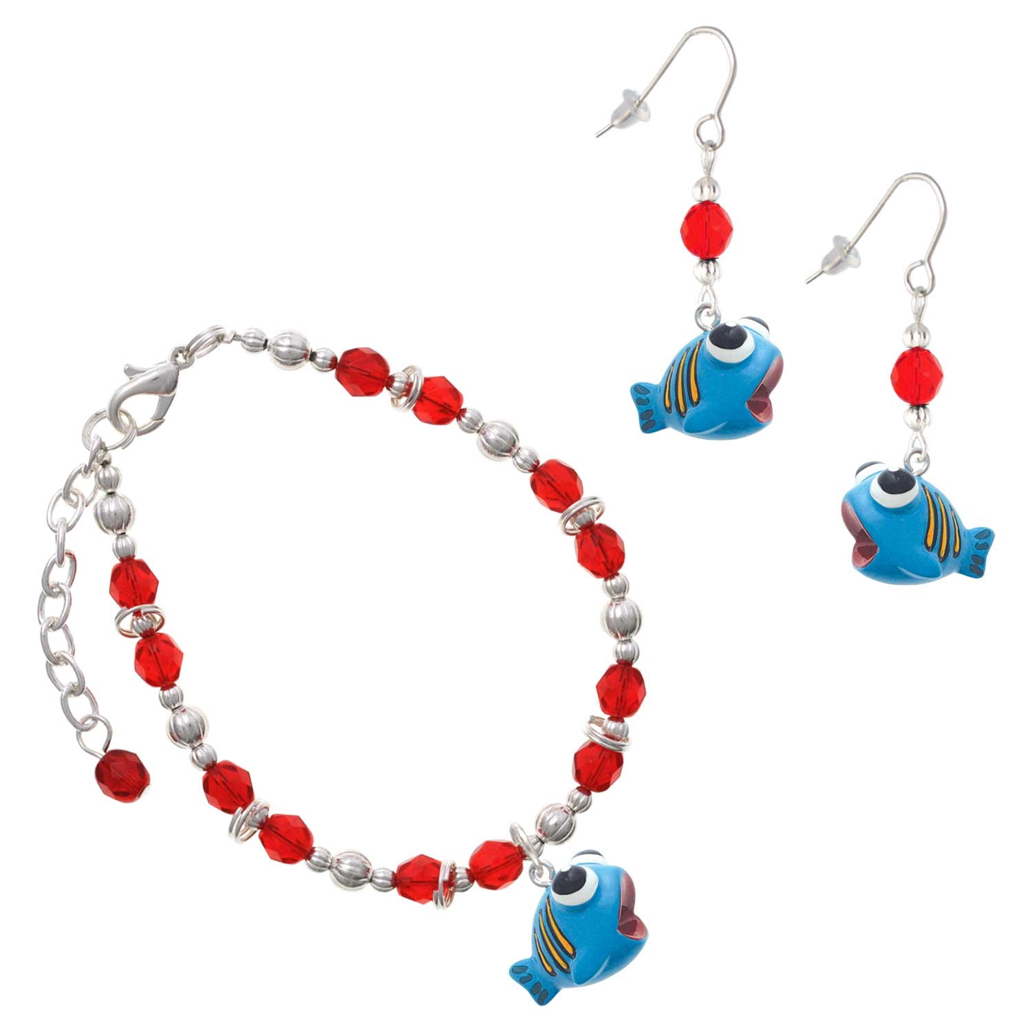 Delight Jewelry Red Beaded Bracelet and Earring Set, featuring Resin ...