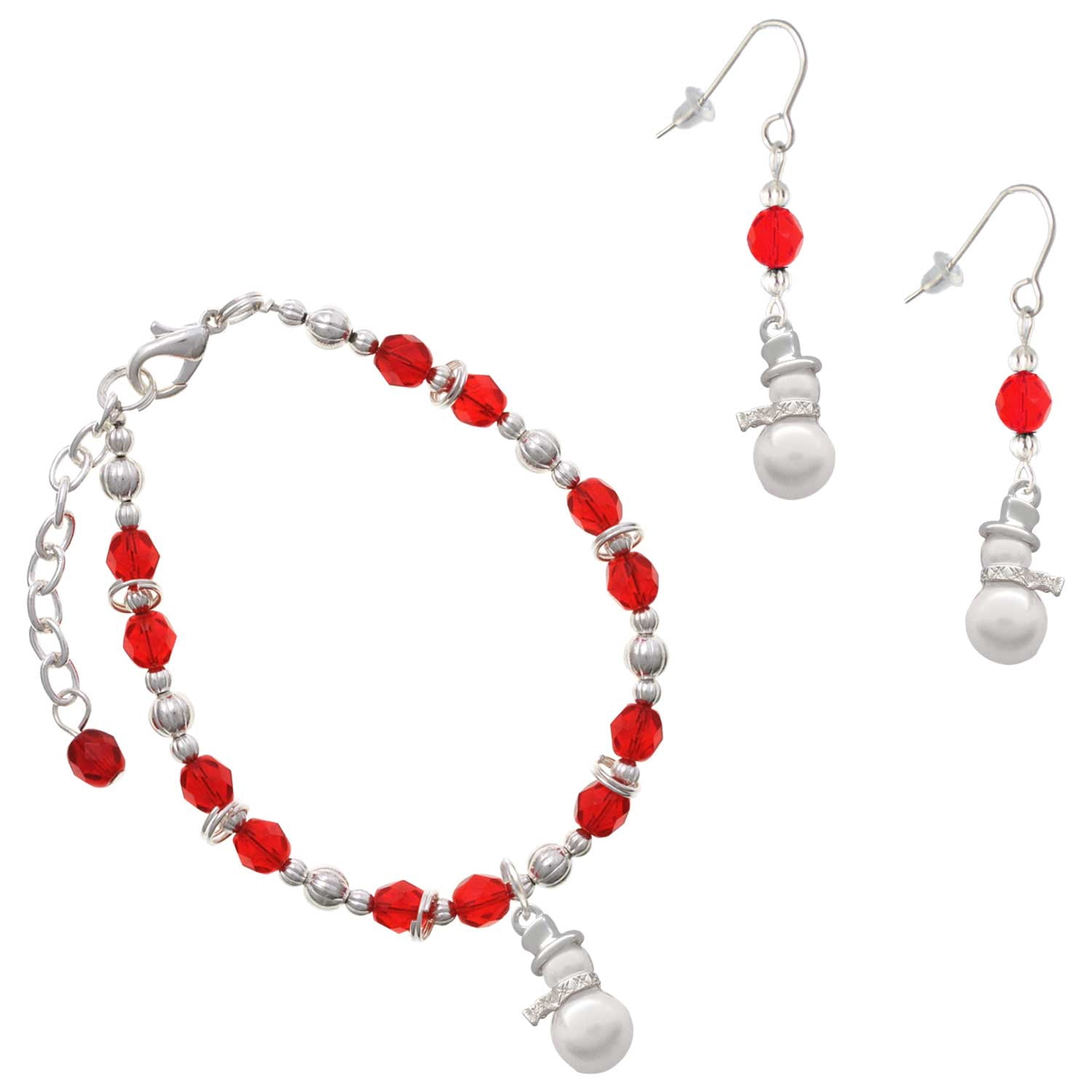 Delight Jewelry Red Beaded Bracelet and Earring Set, featuring Silver ...