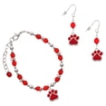Delight Jewelry Red Beaded Bracelet and Earring Set, featuring Silver ...