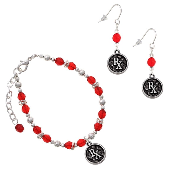 Delight Jewelry Red Beaded Bracelet and Earring Set, featuring Silver ...