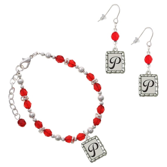 Delight Jewelry Red Beaded Bracelet and Earring Set, featuring Silver ...