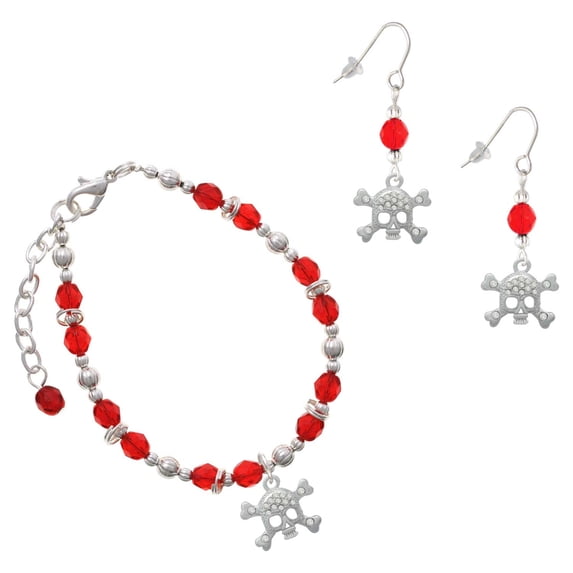 Delight Jewelry Red Beaded Bracelet and Earring Set, featuring Silver ...