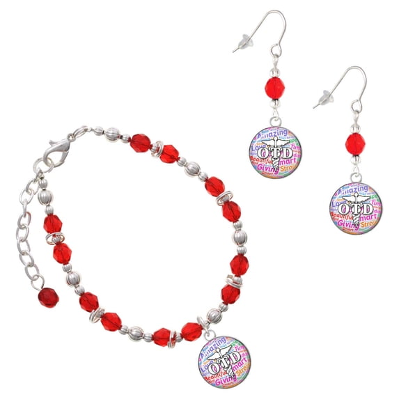 Delight Jewelry Red Beaded Bracelet and Earring Set, featuring Silver ...