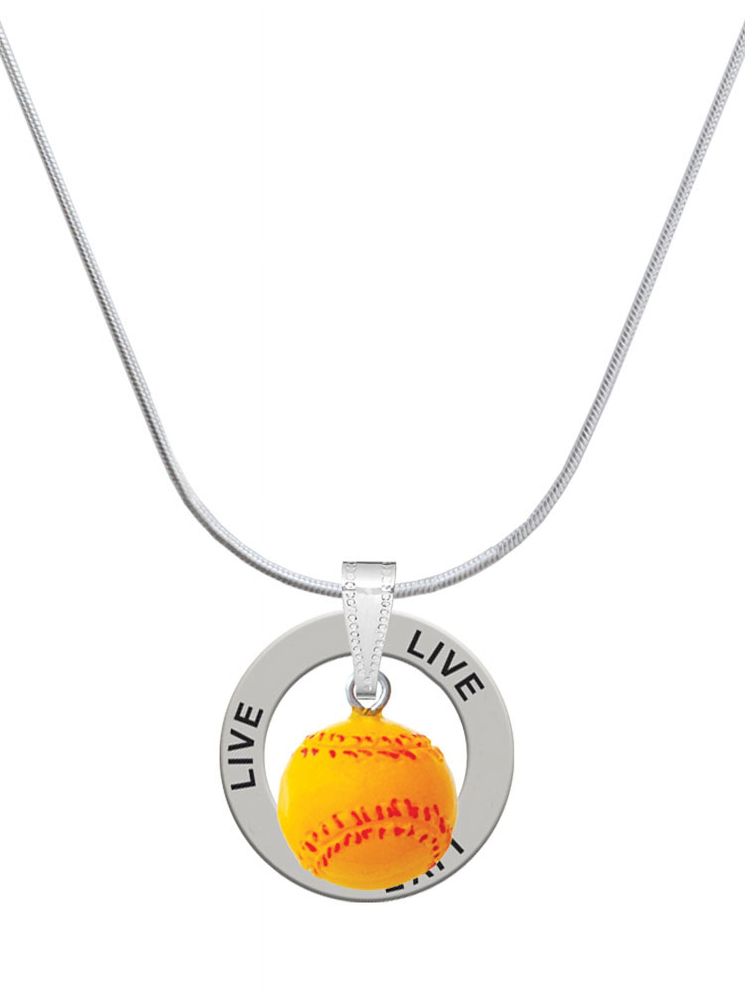 Delight Jewelry Resin 1/2" Softball Live Ring Charm Necklace, 18 ...