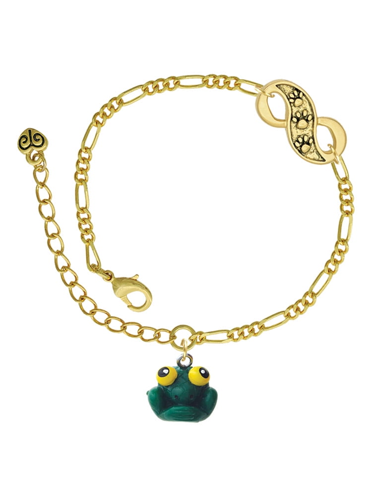 Delight Jewelry Resin Big Eyed Frog Gold-tone Paw Infinity Link Chain ...
