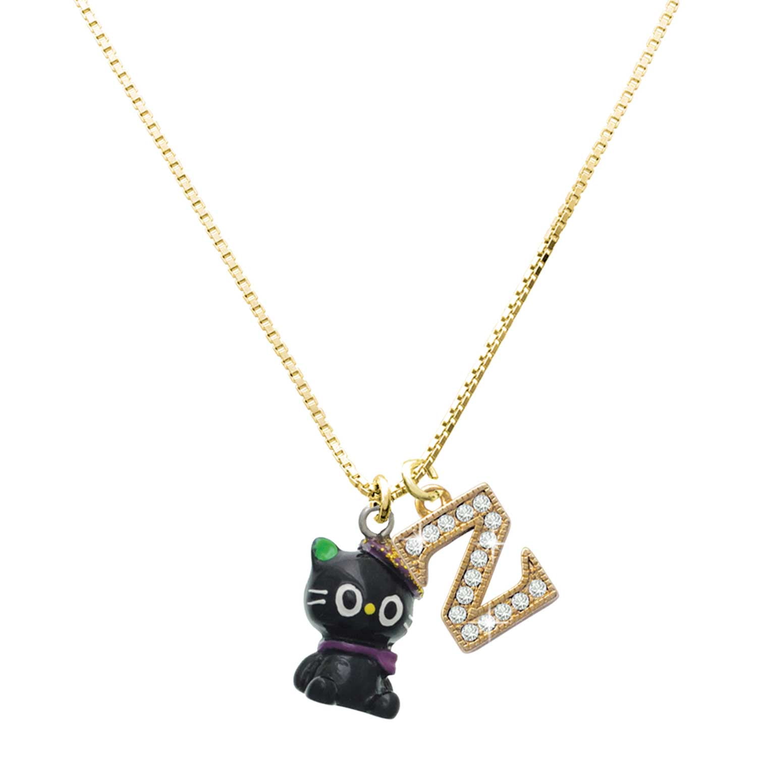 Delight Jewelry Resin Black Kitty Cat with Witch Hat - Large Goldtone ...
