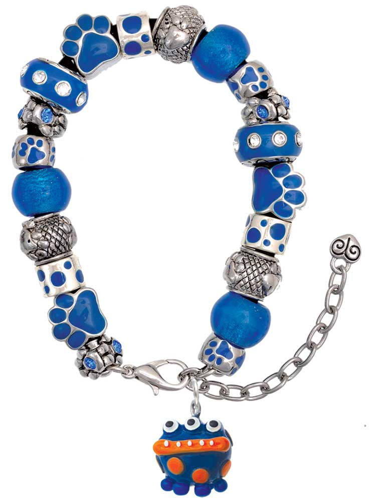 Delight Jewelry Resin Blue Alien with Orange Dots Blue Paw Print Bead ...