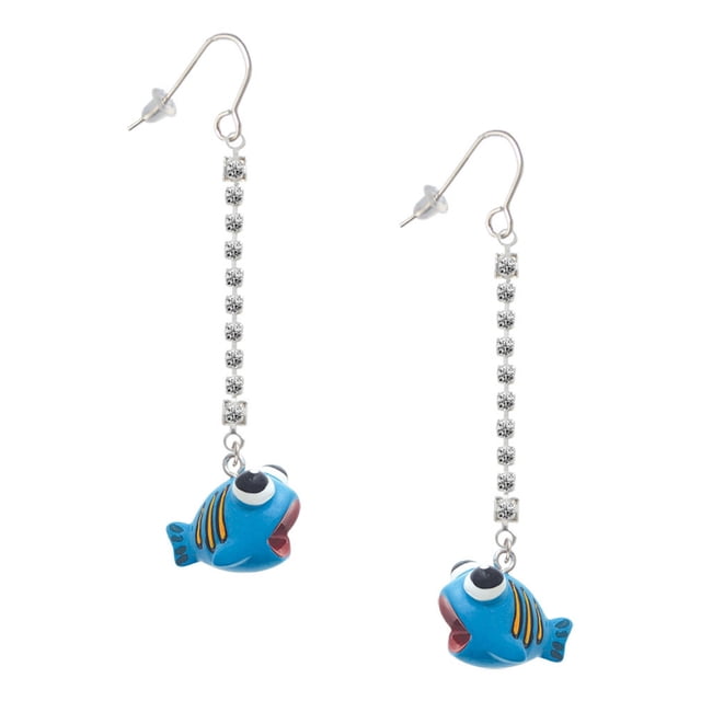 Delight Jewelry Resin Blue Fish with Orange Stripes - Silver-tone Long ...