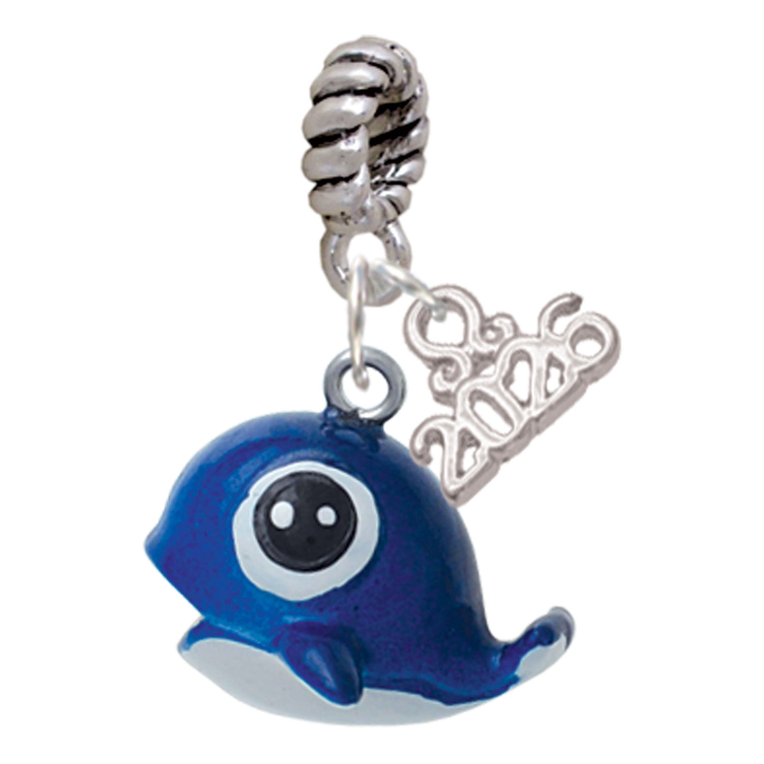 Delight Jewelry Resin Blue Whale - Silver Plated Rope Charm Bead Dangle ...