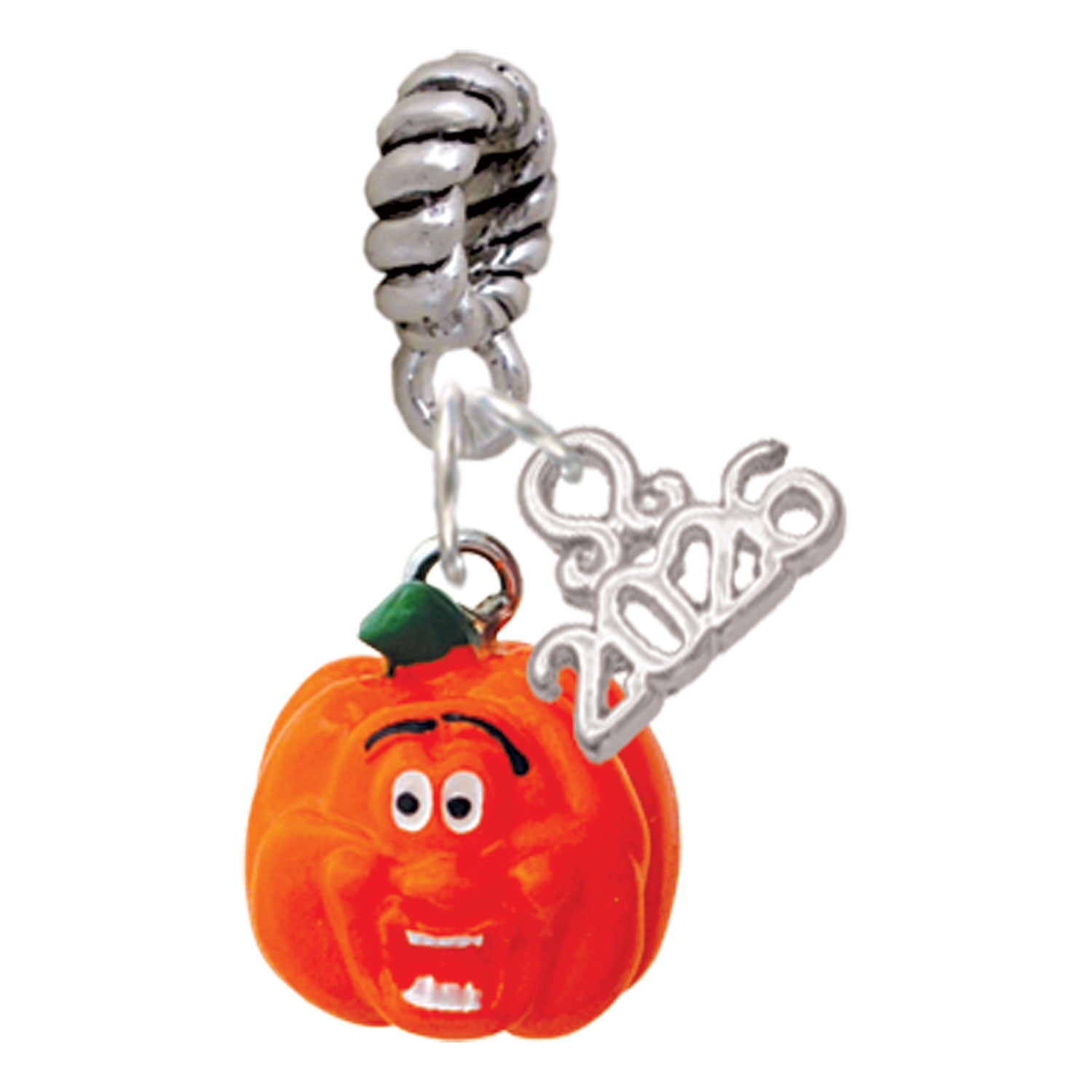Delight Jewelry Resin Funny Ahh! Pumpkin - Silver Plated Rope Charm ...