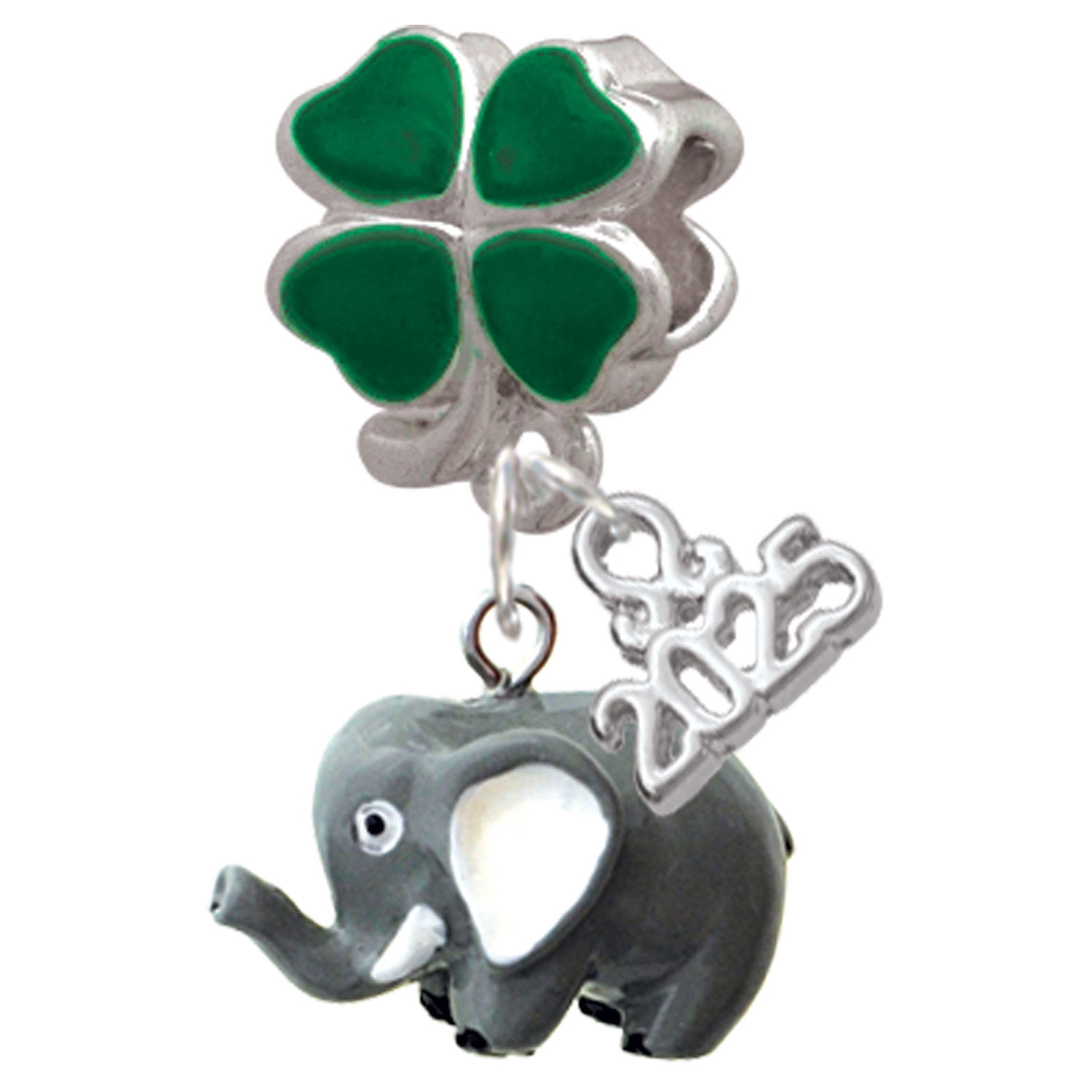 Delight Jewelry Resin Grey Elephant - Good Luck Green Four Leaf Clover ...
