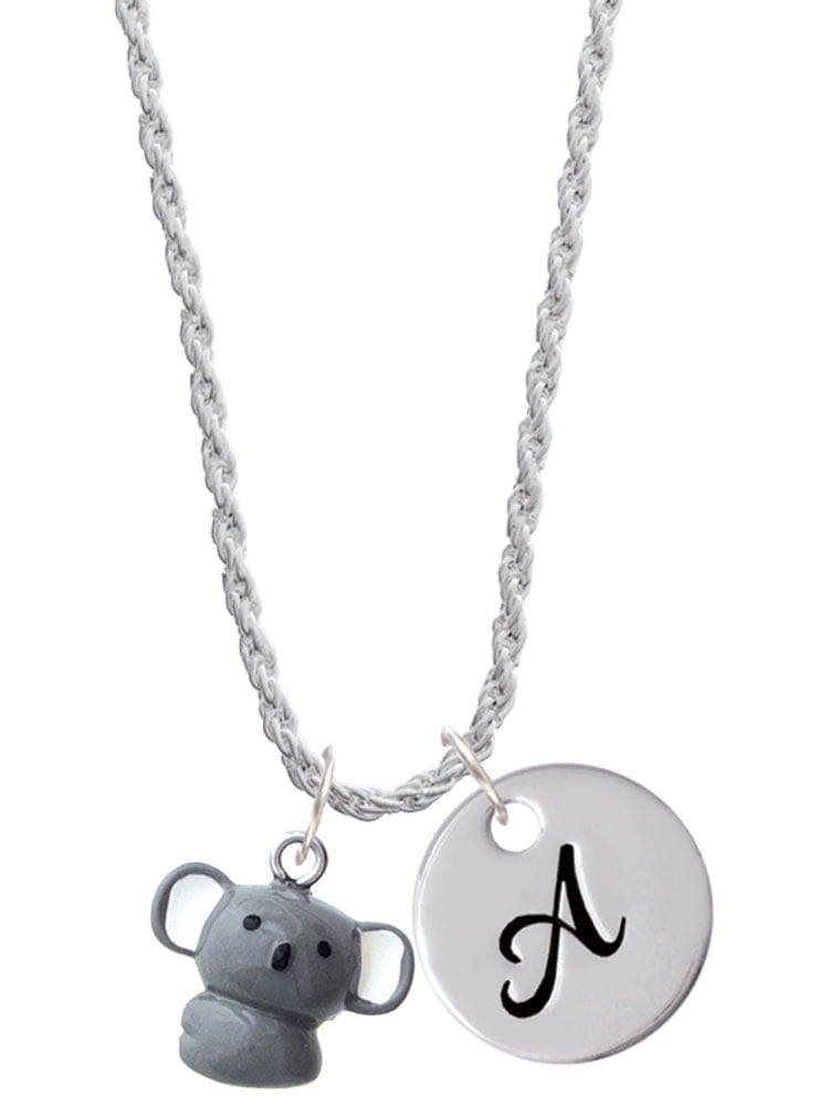 Delight Jewelry Resin Koala Bear Silvertone Script Initial Disc - A ...
