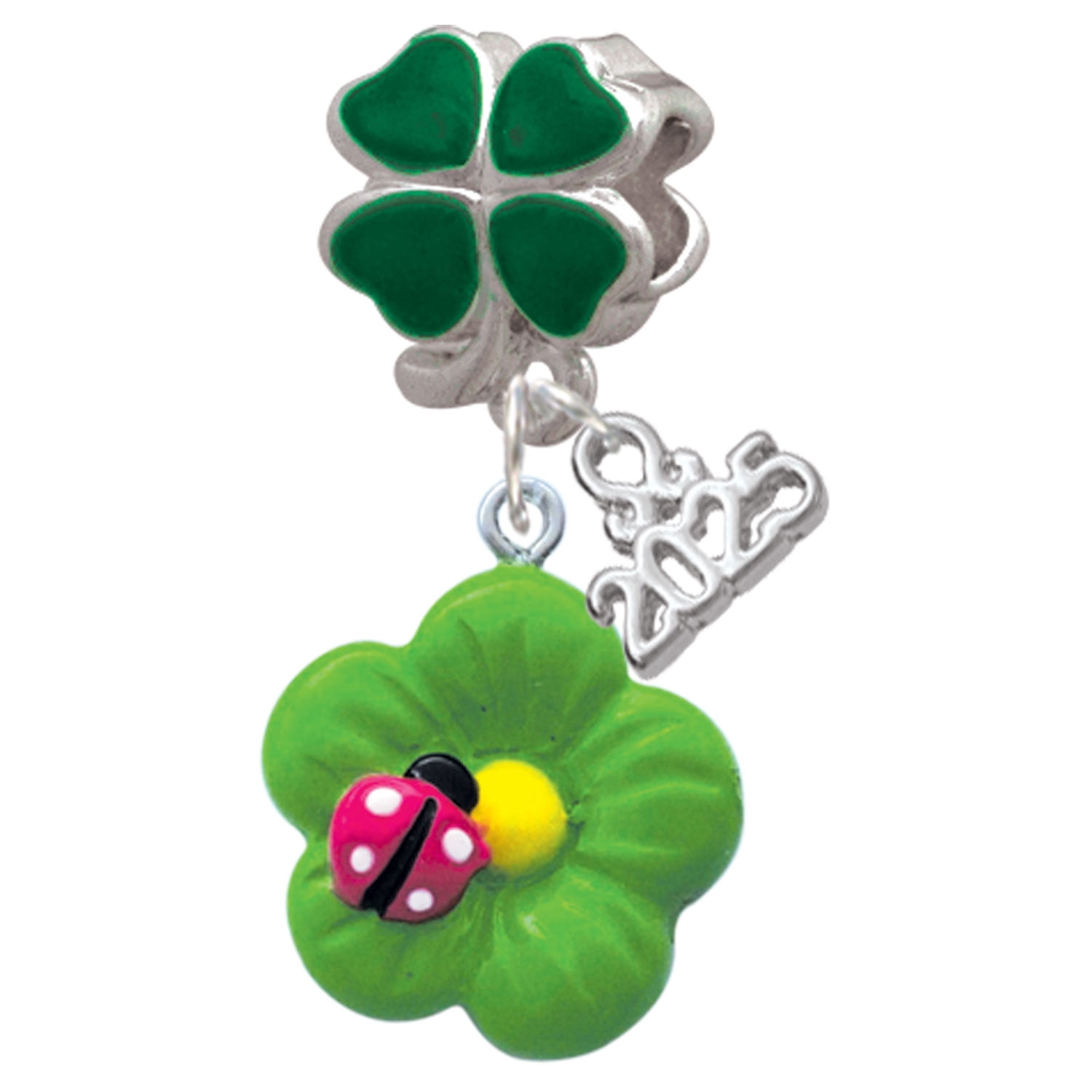 Delight Jewelry Resin Lime Green Daisy Flower with Hot Pink Ladybug ...