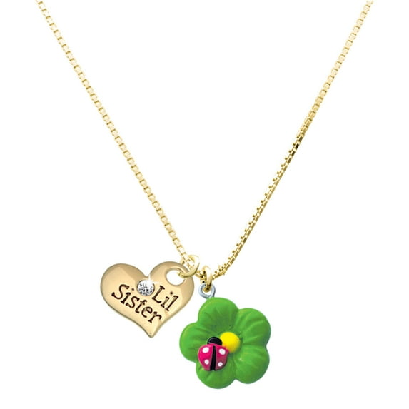 Delight Jewelry Resin Lime Green Daisy Flower with Hot Pink Ladybug ...