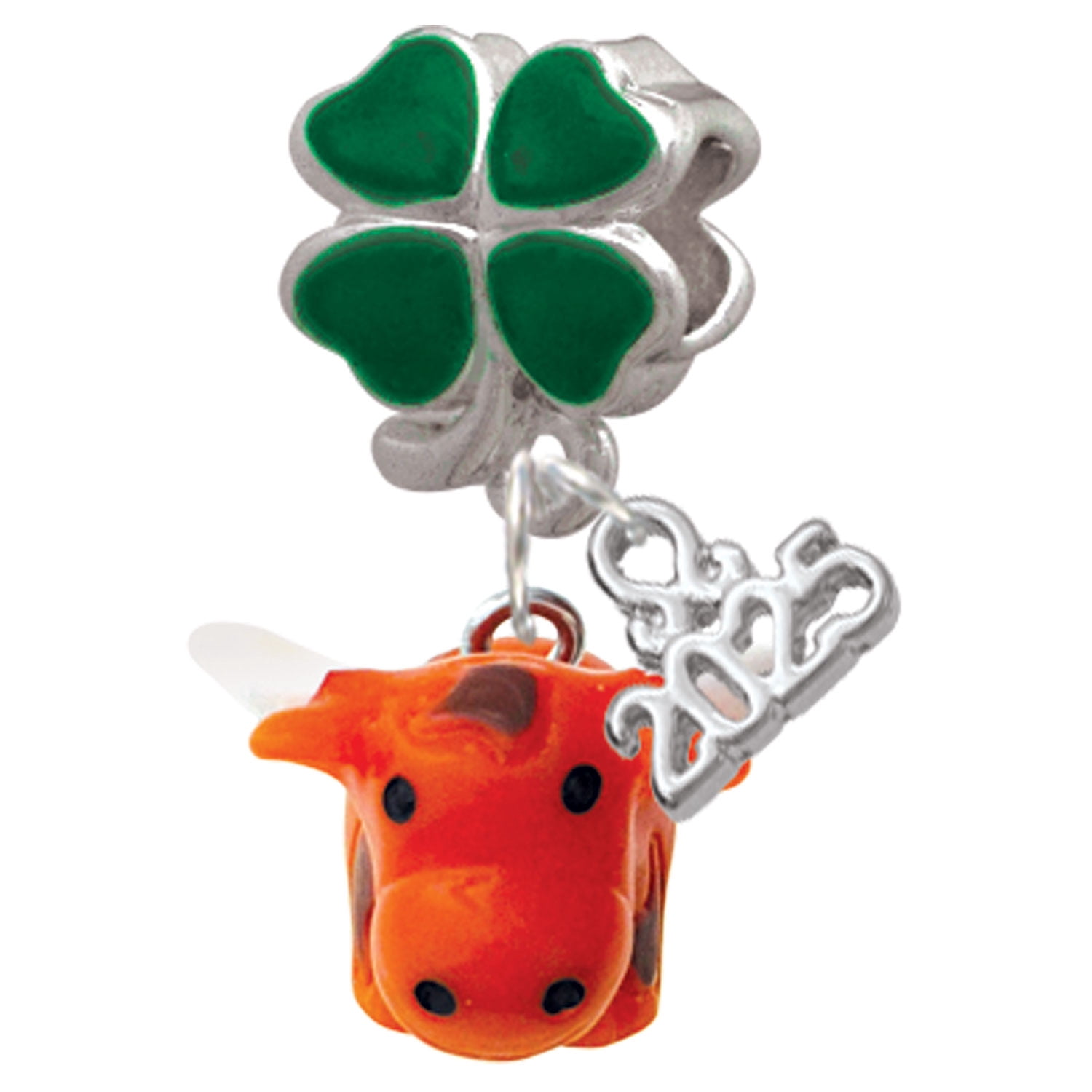 Delight Jewelry Resin Longhorn - Good Luck Green Four Leaf Clover Charm ...