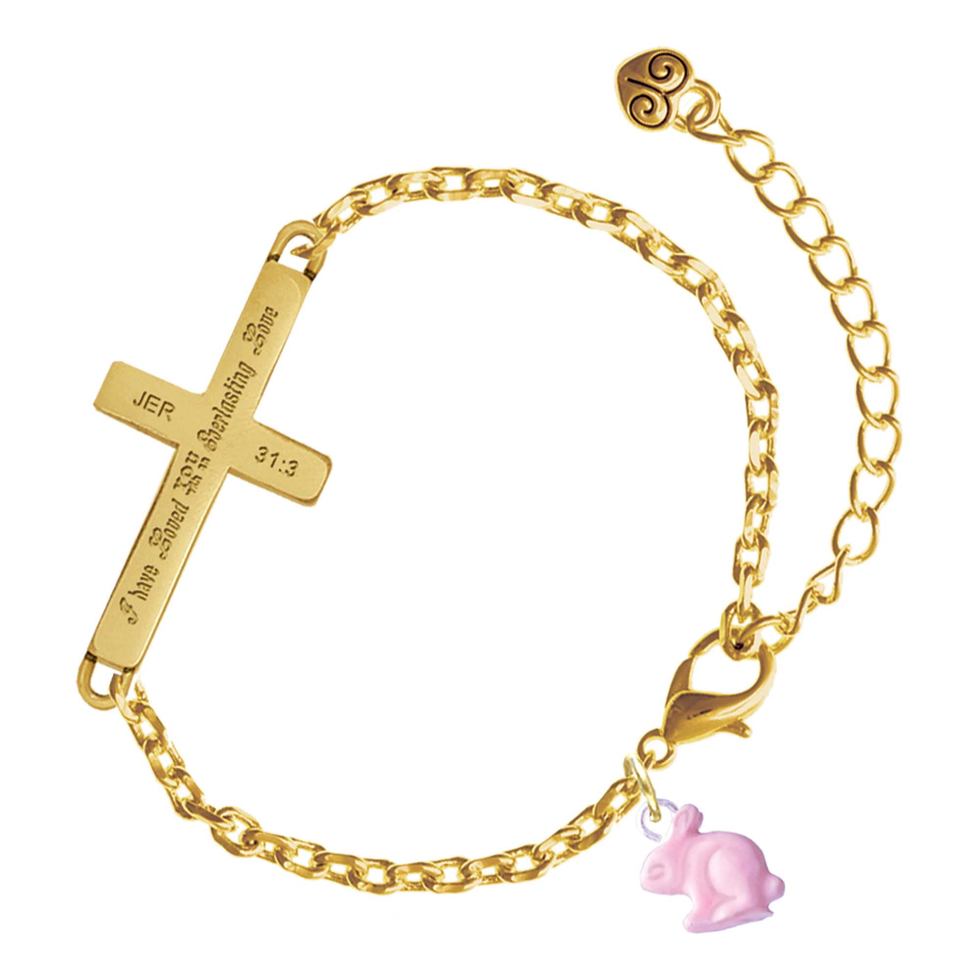 Delight Jewelry Resin Mini Pink Bunny - Gold Tone Jeremiah 31:3 ...