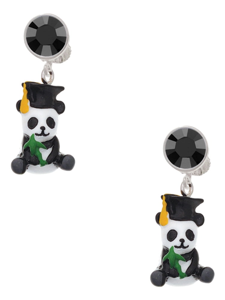 Delight Jewelry Resin Panda Bear Graduate Black Crystal Clip on ...