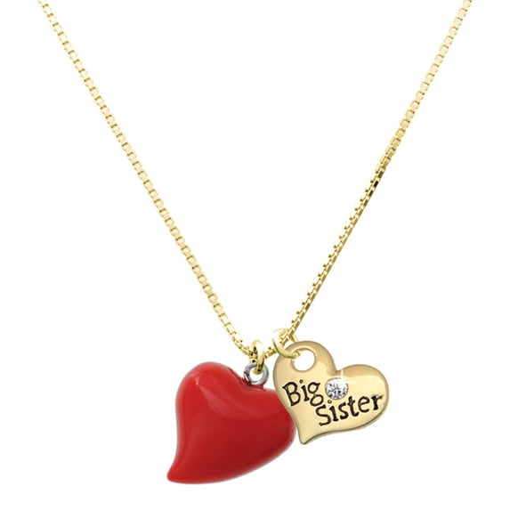 Delight Jewelry Resin Red Puffy Heart - Large Goldtone Big Sister Heart ...