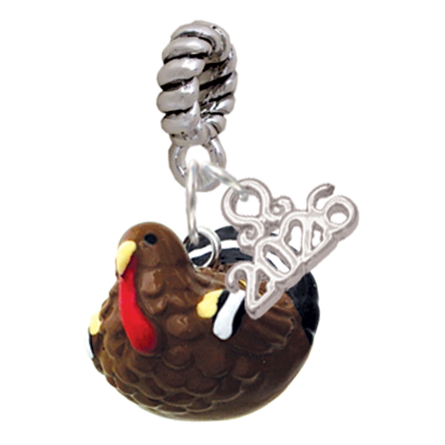 Delight Jewelry Resin Turkey - Silver Plated Rope Charm Bead Dangle ...