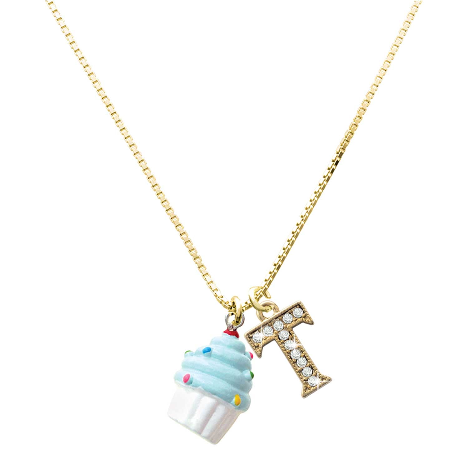 Delight Jewelry Resin White Cupcake with Blue Frosting - Large Goldtone ...