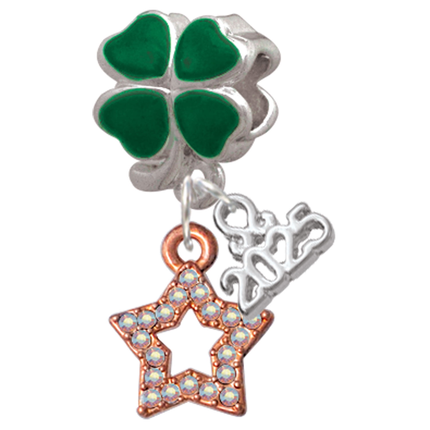 Delight Jewelry Rose Gold-tone AB Crystal Lucky Star - Good Luck Green ...