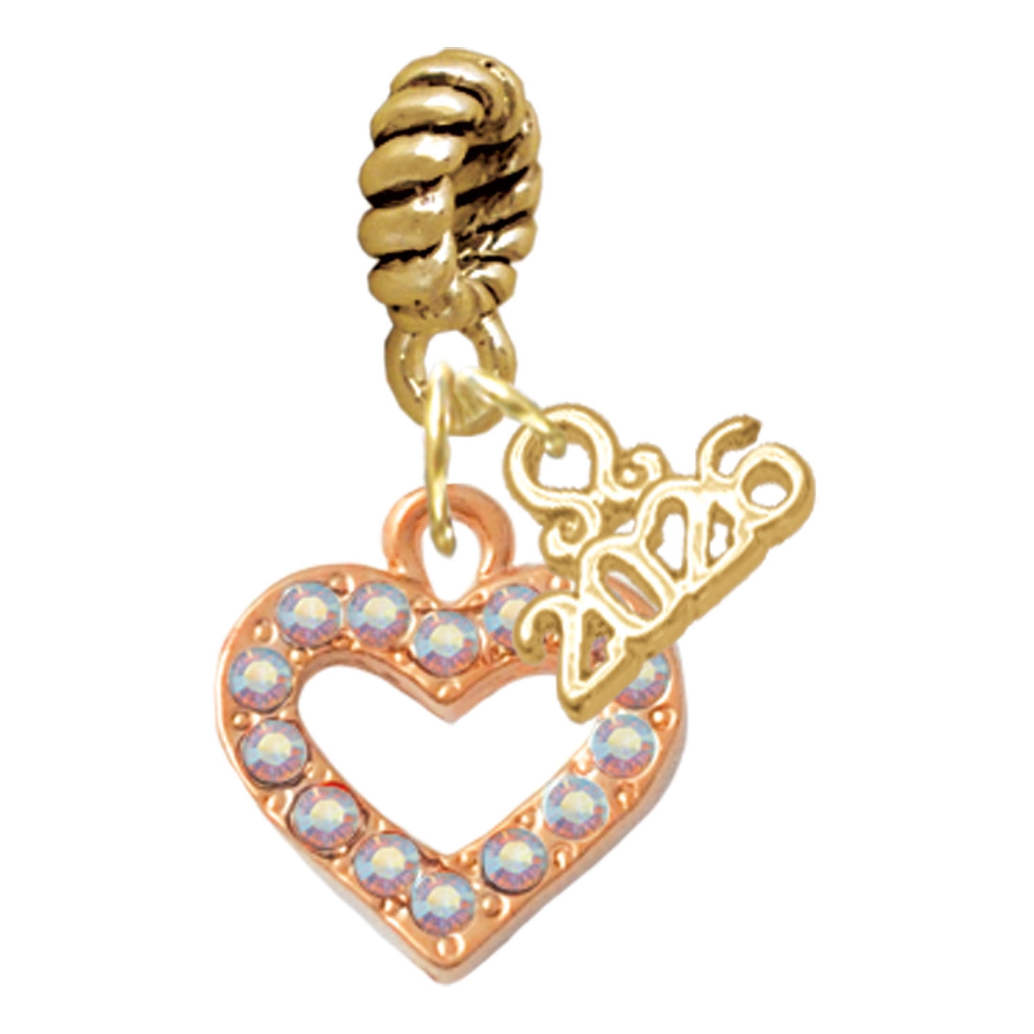 Delight Jewelry Rose Gold-tone AB Crystal Open Heart - Goldtone Plated ...