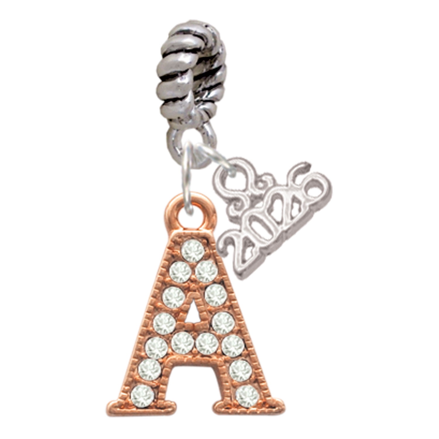 Delight Jewelry Rose Gold-tone Crystal Initial - A - Silver Plated Rope ...
