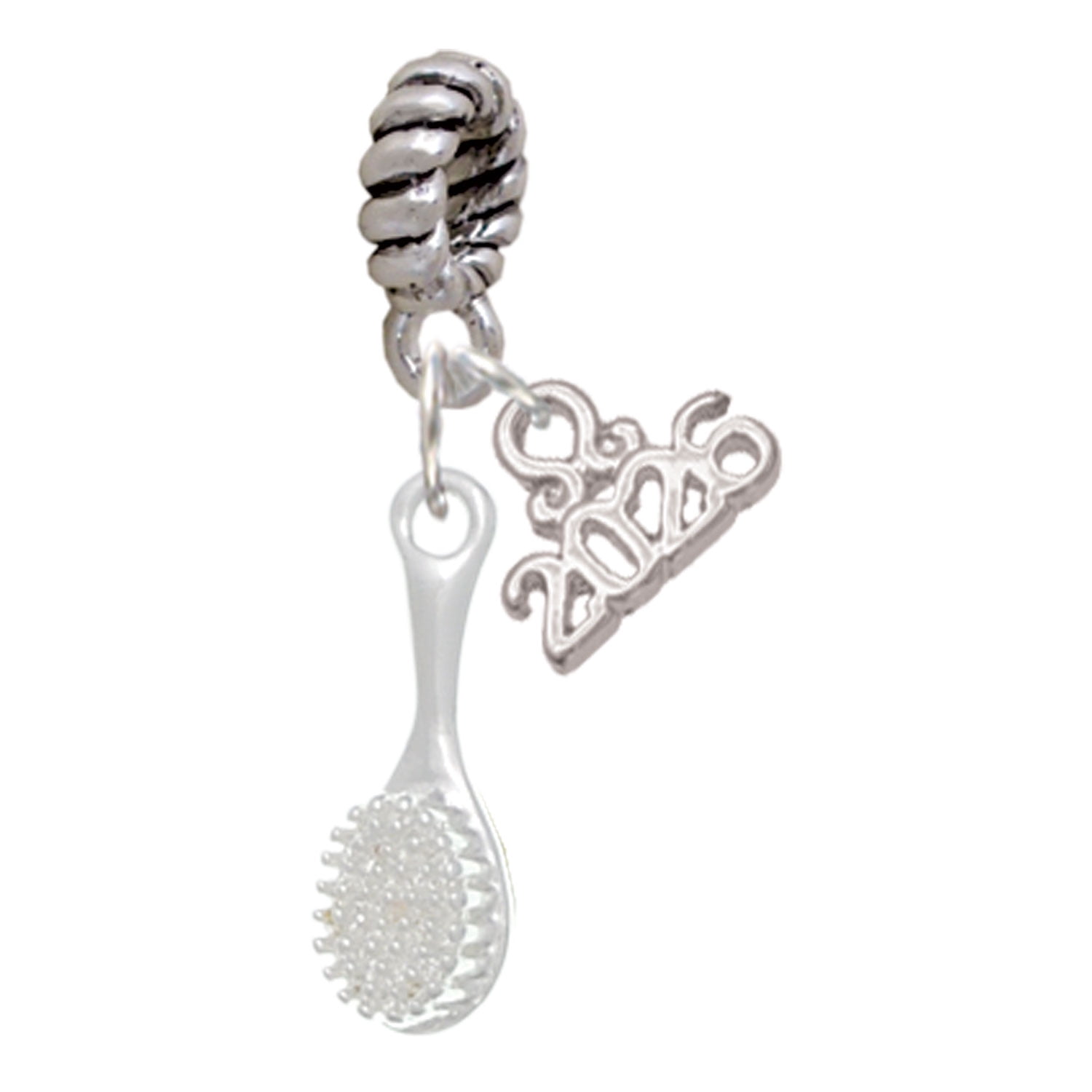 Delight Jewelry Silver Plated 3-D Hair Brush - Rope Charm Bead Dangle ...