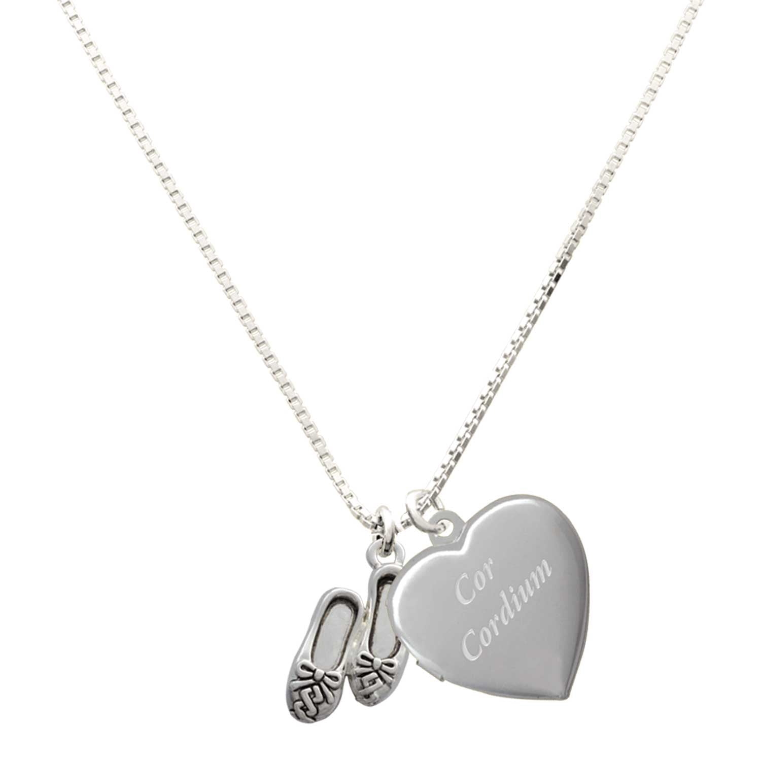 Delight Jewelry Silver Plated Ballet Slippers - Engraved Cor Cordium ...