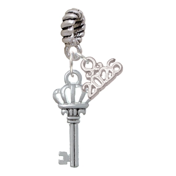 Delight Jewelry Silver Plated Crown Key - Rope Charm Bead Dangle with ...