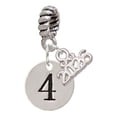 Delight Jewelry Silver Plated Disc 1/2'' Number - 4 - Rope Charm Bead ...
