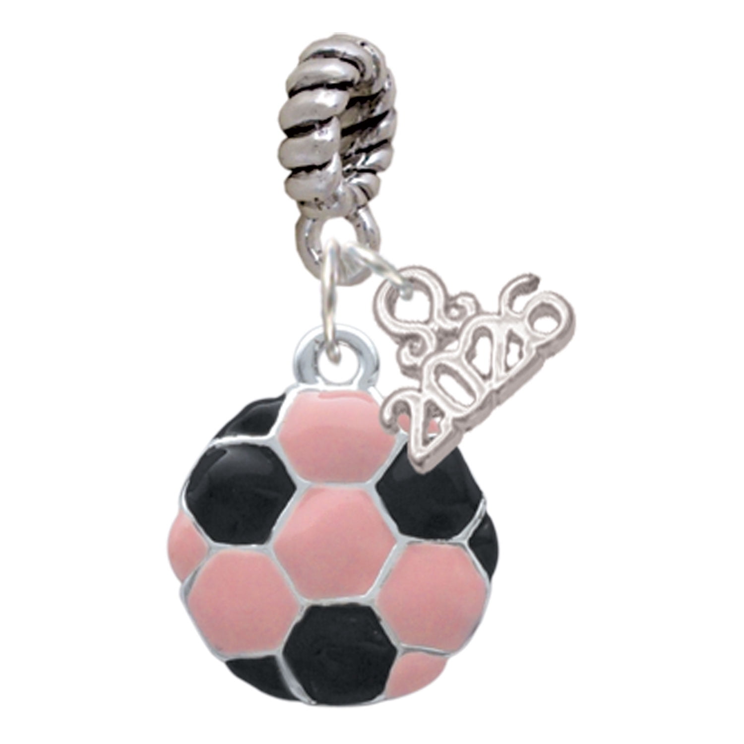 Delight Jewelry Silver Plated Enamel Pink Soccer ball - Rope Charm Bead ...