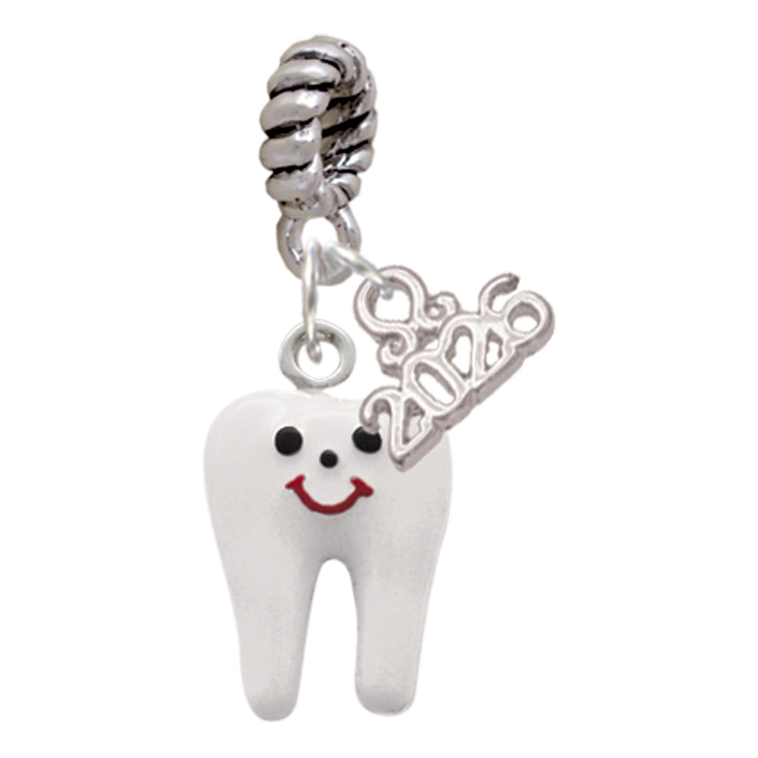 Delight Jewelry Silver Plated Enamel Tooth - Rope Charm Bead Dangle ...