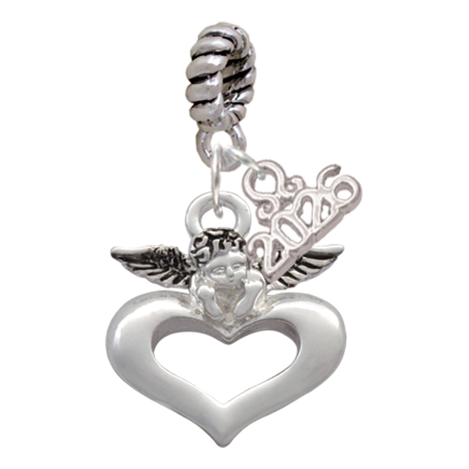 Delight Jewelry Silver Plated Guardian Angel over Heart - Rope Charm ...