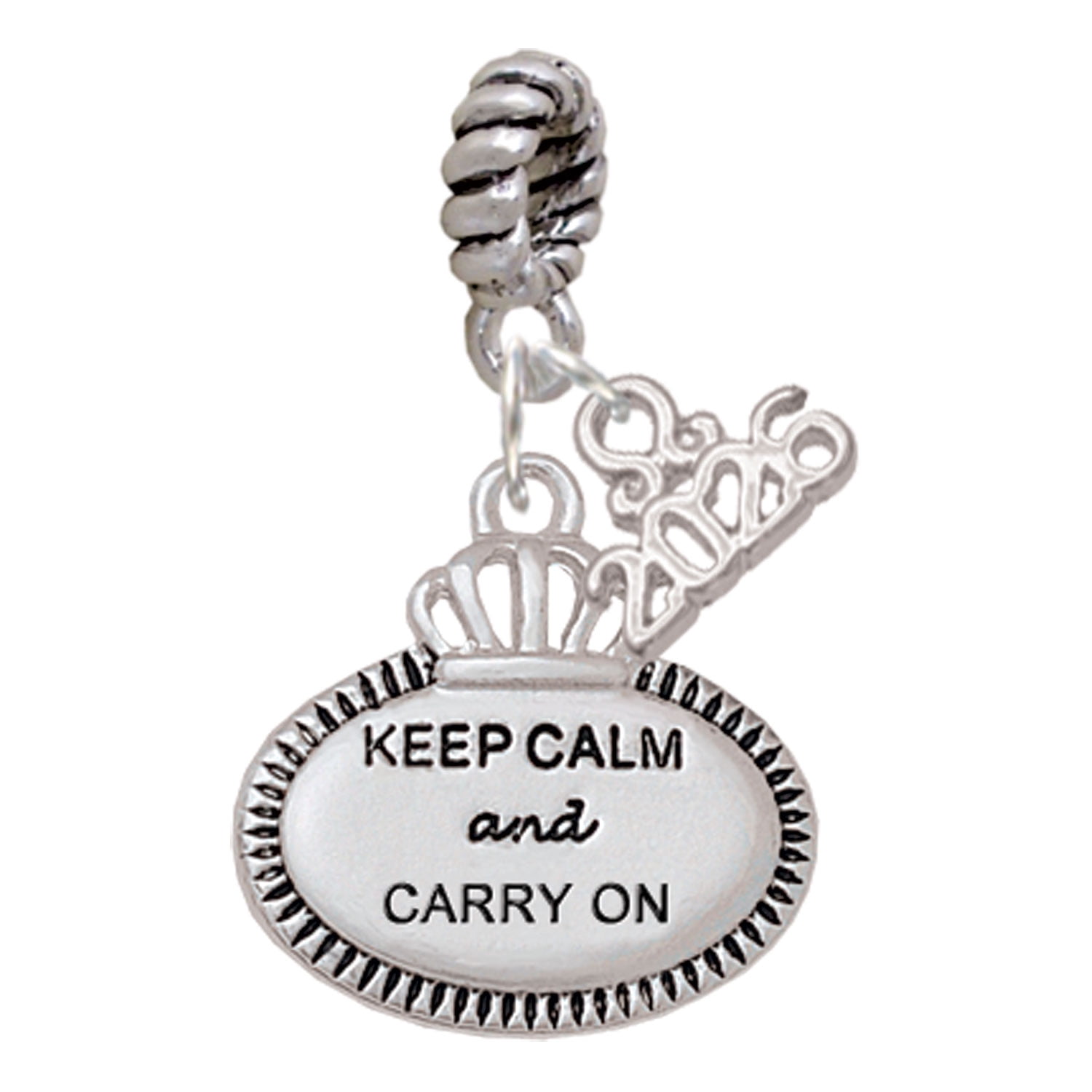 Delight Jewelry Silver Plated Keep Calm and Carry On - Rope Charm Bead ...