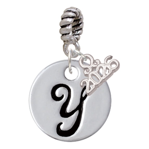 Delight Jewelry Silver Plated Large Script Letter - Y - 3/4'' Disc ...