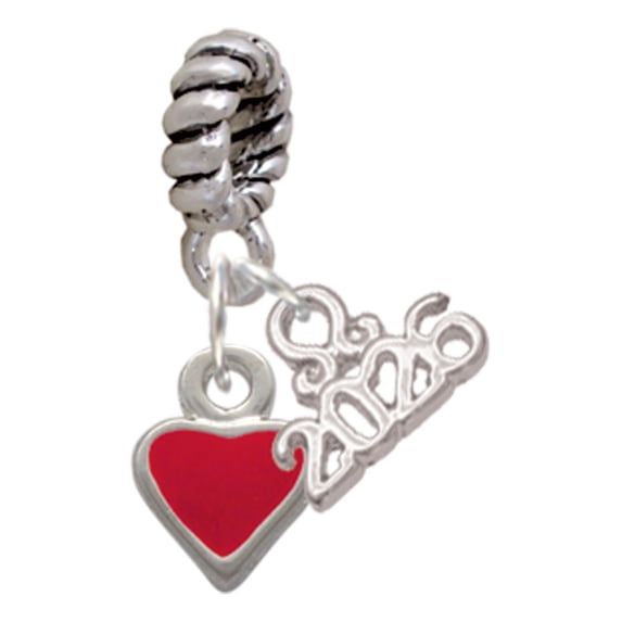 Delight Jewelry Silver Plated Mini 2-D Red Heart - Rope Charm Bead ...