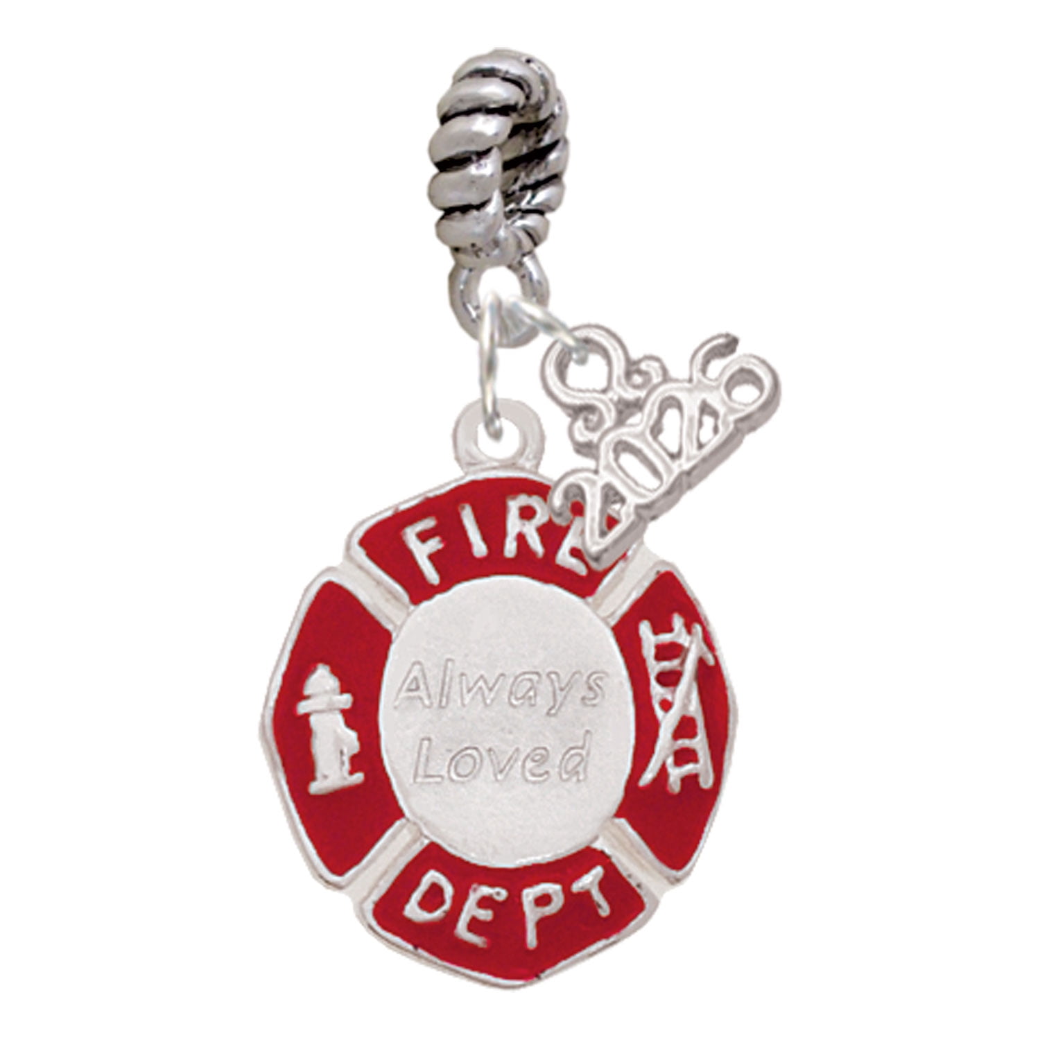 Delight Jewelry Silver Plated Red Always Loved Fire Department Shield ...