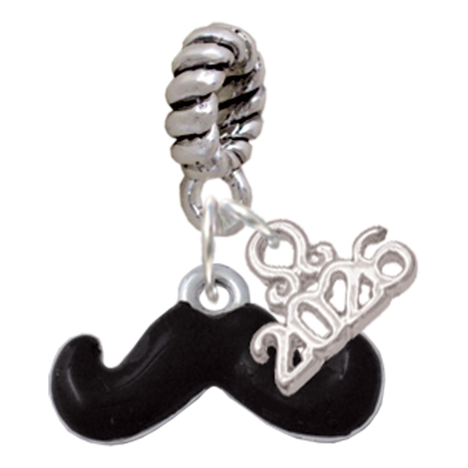 Delight Jewelry Silver Plated Small Black Enamel Mustache - Rope Charm ...