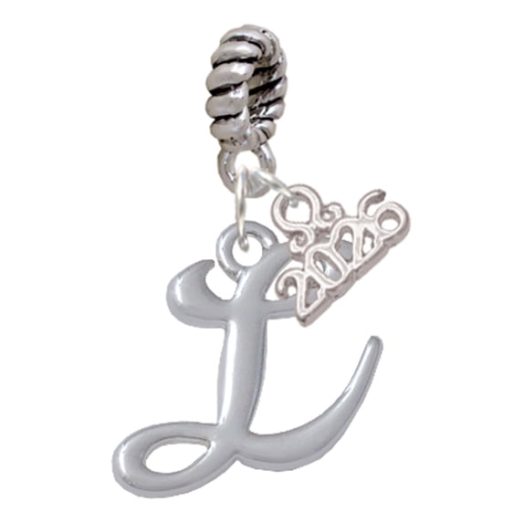 Delight Jewelry Silver Plated Small Gelato Script Initial - L - Rope ...