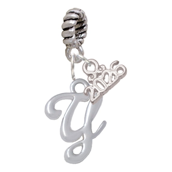 Delight Jewelry Silver Plated Small Gelato Script Initial - Y - Rope ...